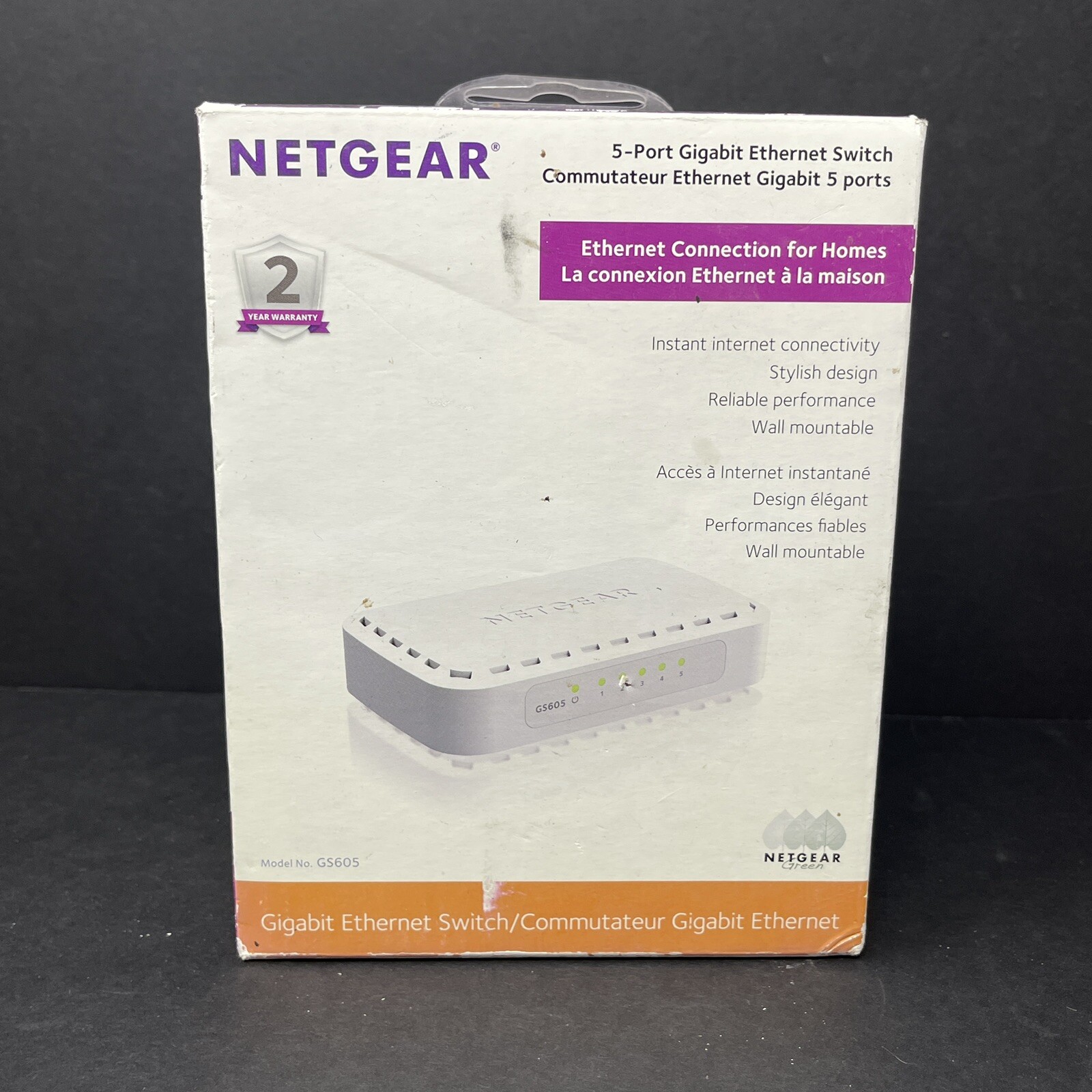 Netgear 5-Port Gigabit Ethernet Switch GS605V5 with Power Cable | eBay