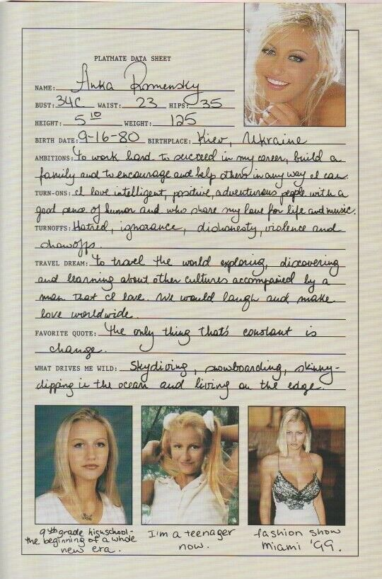 Playboy Magazine Anka Romensky centerfold Gary Hart February 2002 ...