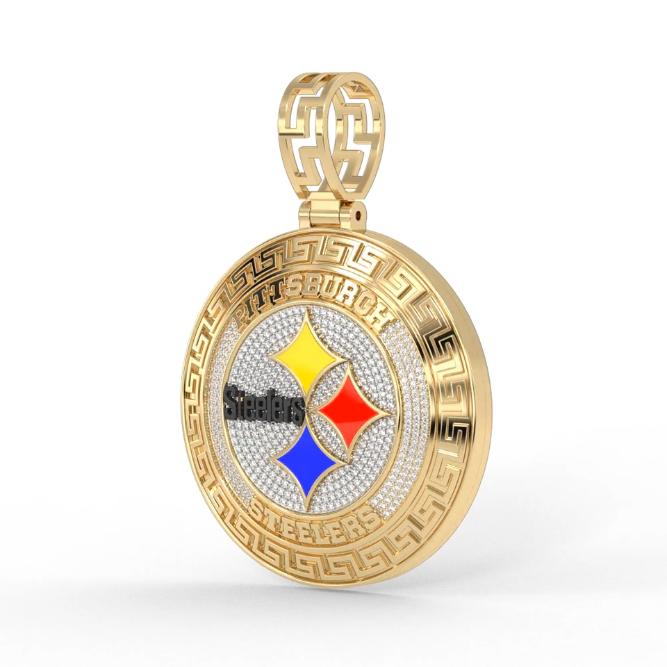 Real Genuine Diamond 0.90 Cwt. Pittsburgh Steelers Sports Pendant Charm ...