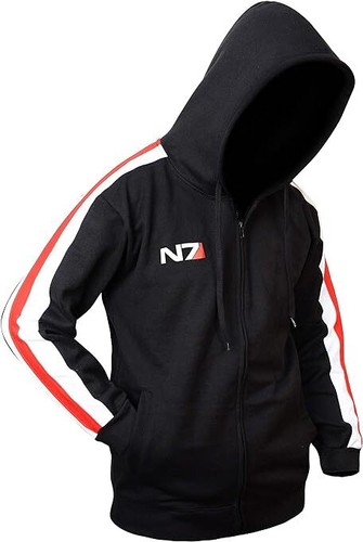 Men's N7 Hoodie 3 Commander Shepard Bomber Cosplay Costume Black Fleece ...