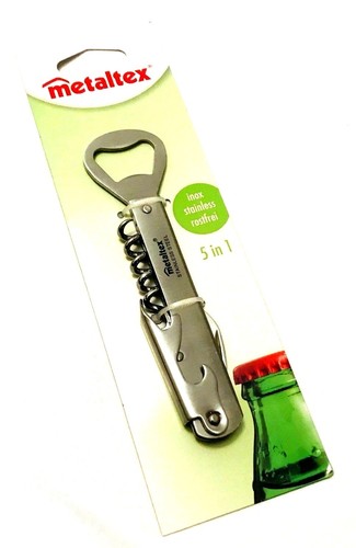 NEW Design Metaltex 5 In 1 Corkscrew Hand Tool Gadget Utility Kitchen ...