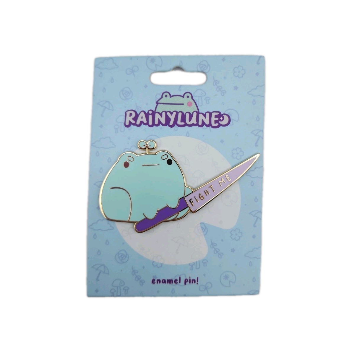 RainyLune Sprout The Frog Fight Me Knife Wielding Frog Enamel Pin ...