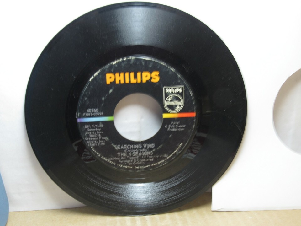 Old 45 RPM Record - Philips 40260 - The 4 Seasons - Bye Bye Baby ...