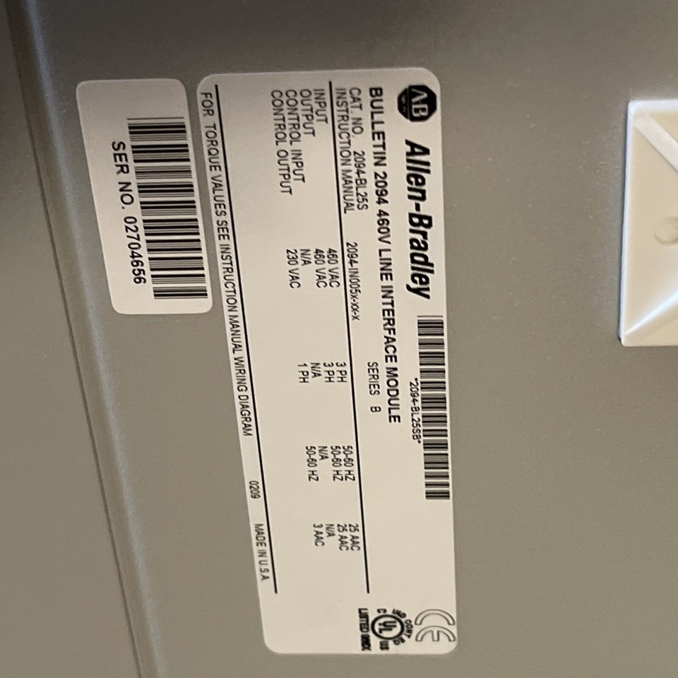 Allen-Bradley Kinetix 6000 460V Line Interface Module 2094-BL25S Ser. B ...
