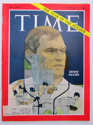 TIME MAGAZINE SEPTEMBER 13, 1968 (YEAR OF THE PITCHER DENNY MCLAIN ...