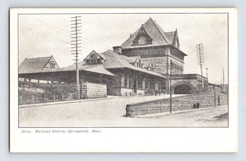 Postcard Massachusetts Springfield MA Railroad Train Station Depot Pre ...