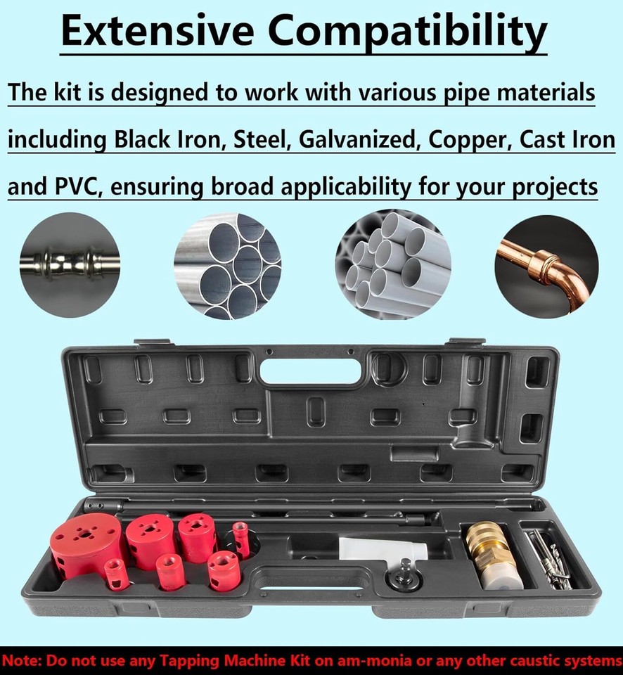 Hot Tapping Machine 08350 DM3MECH Hot Tap Kit for NPT Hole Saws and ...
