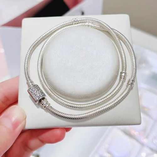 Pandora Bucket buckle double-loop snake bone chain bracelet | eBay