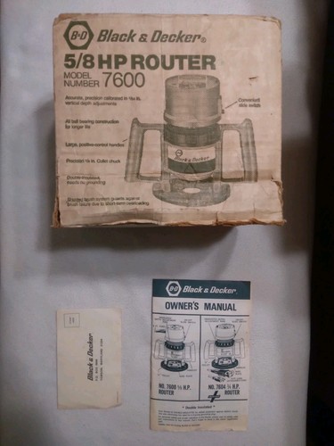 Vintage Black & Decker 5/8 HP Router Double Insulated 7600 Tested ...