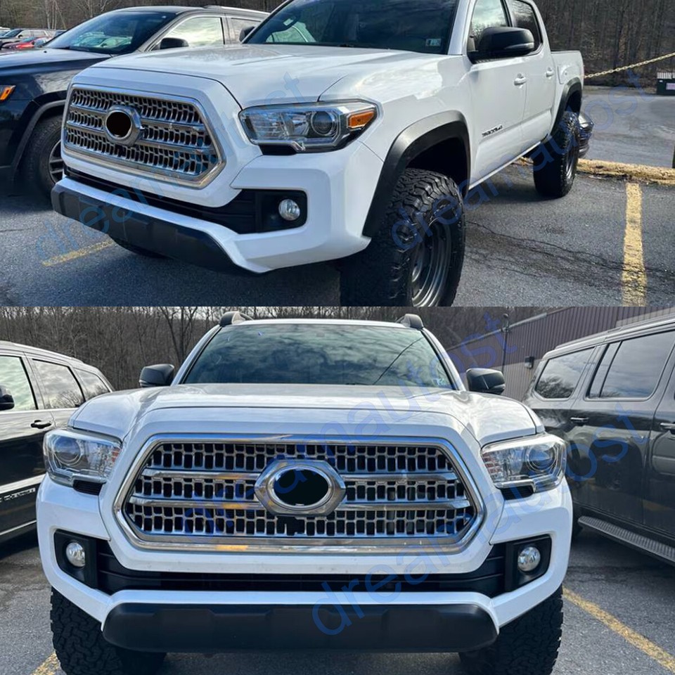 For 2016-2017 Tacoma TRD Front Bumper Grille Chrome&Super White Grill ...