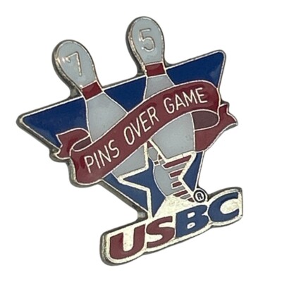 USBC 75 Pins Over Game Bowling Lapel Pin Red Blue Enamel Metal ...