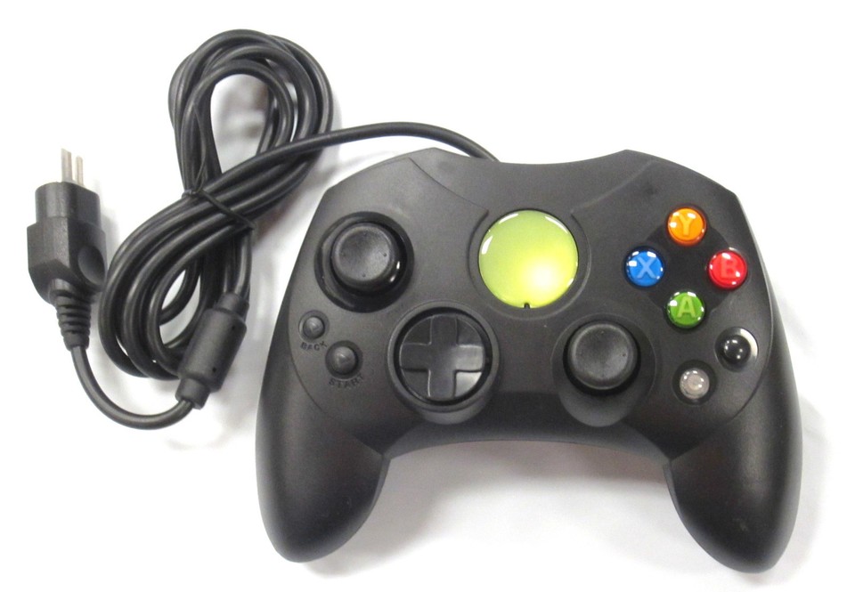 Old Skool Black Wired S-Type Controller for (Original XBOX) | eBay