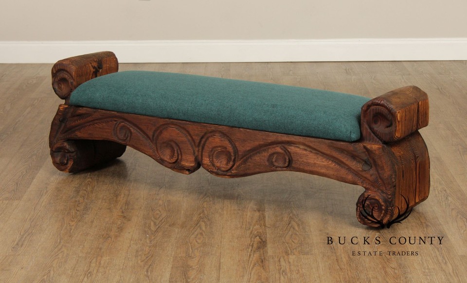 Witco Mid-Century Carved Pine Tiki Bench | eBay