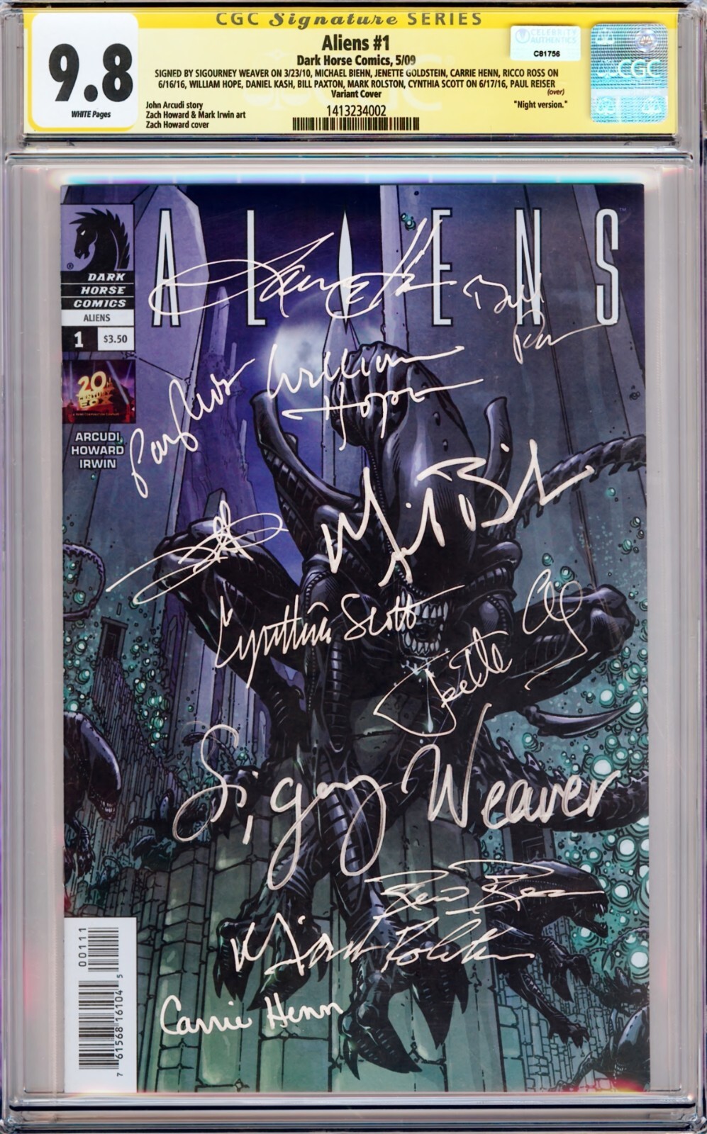 ALIENS #1 VARIANT CGC 9.8 SS Signed x12 Sigourney Weaver, Bill Paxton, +10 Cast! | eBay