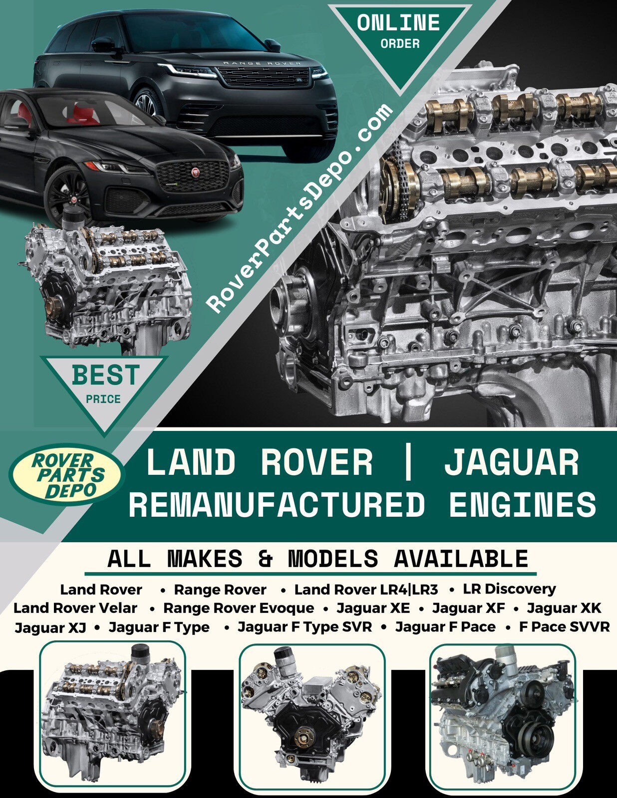 Range Rover 3.0 V6 Supercharged Engine Motor Complete LR4 Rover Sport ...