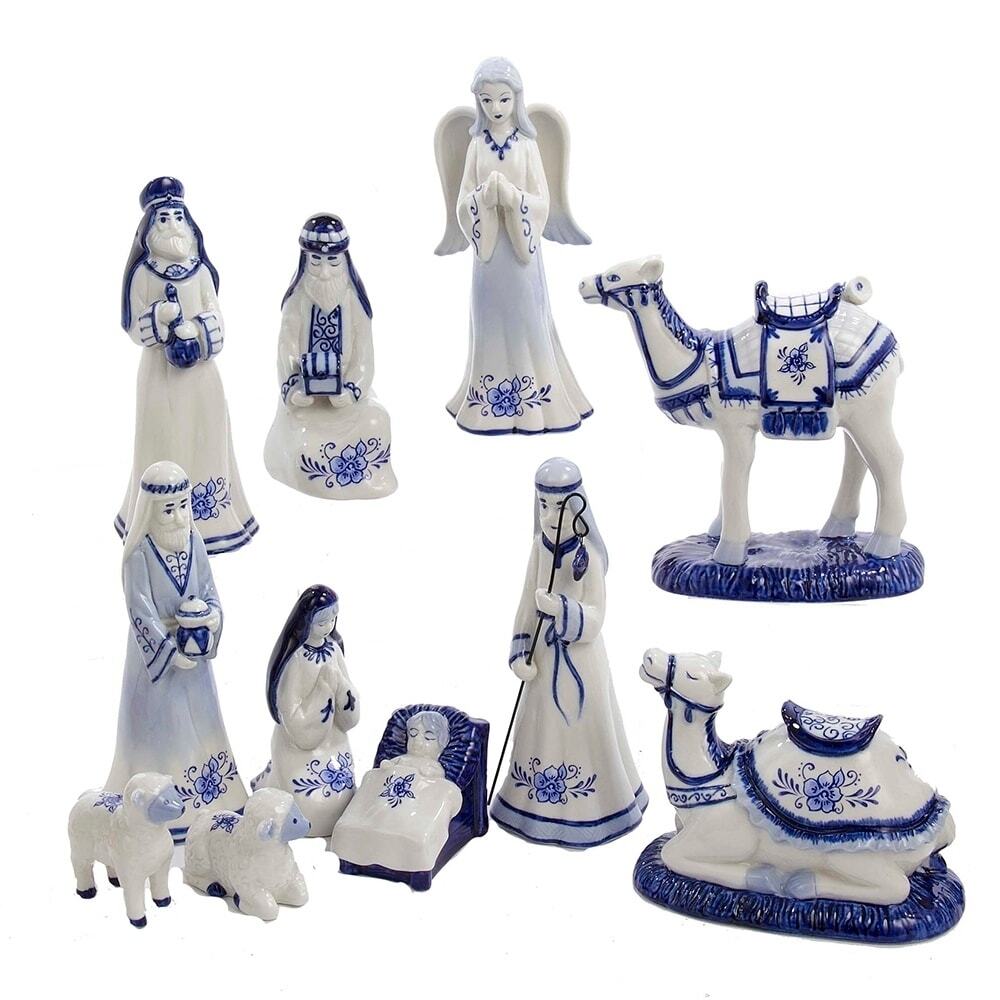 Kurt S. Adler 11-piece Porcelain Delft Blue Nativity Set J4020 for sale ...