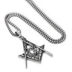 Mens Silver Freemason Masonic Symbol Pendant Necklace Stainless Steel ...