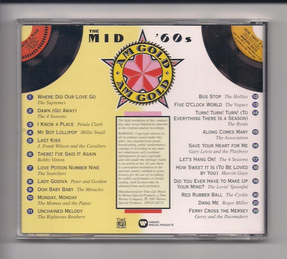 AM GOLD The MID 60s CD Time-Life - Searchers, Supremes, The Byrds, The ...