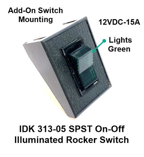 SPST ON-OFF, 12VDC-15A Illuminated Green Rocker Switch | eBay