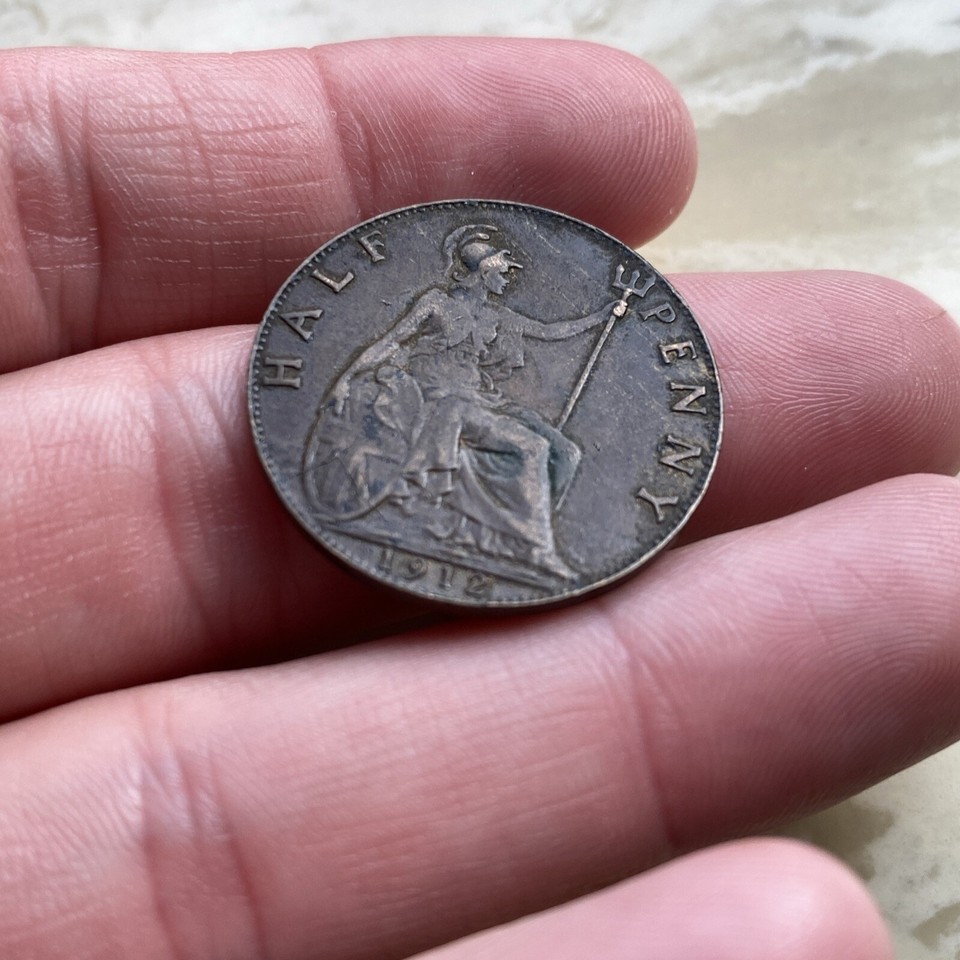 COIN GREAT BRITAIN Half PENNY 1912 Georgivs V DEI GRA BRITT OMN REX FID ...