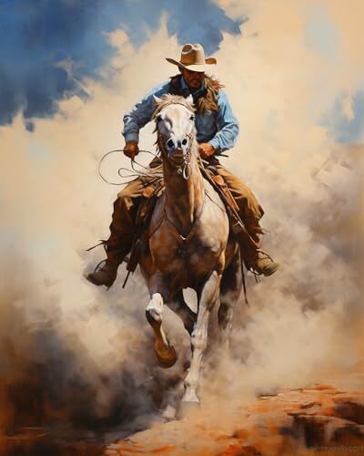 5D Diamond Painting Kits West Cowboy Riding Horse Full Drill Round ...