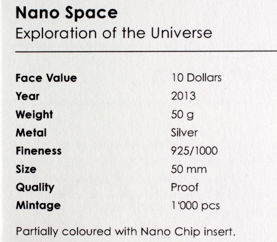 2013 $10 Cook Islands Nano Space PCGS NGC PR70 Silver Coin w/ Nano Chip ...