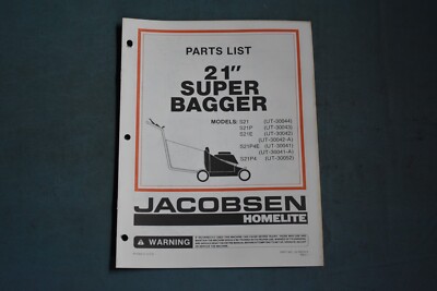 Jacobsen Homelite 21" Inch Super Bagger Lawn Mower Parts List Manual ...