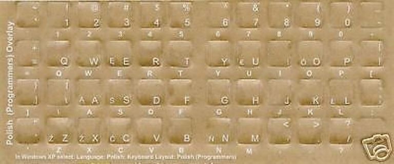 Polish Keyboard Stickers White Letters Reverse Print | eBay