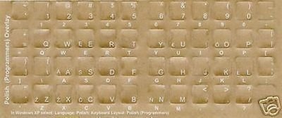 Polish Keyboard Stickers White Letters Reverse Print | eBay