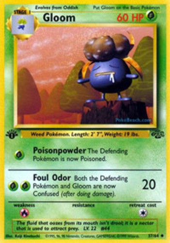 Slightly Played, English - 1 x Pokemon Gloom - 37/64 - Uncommon - 1st ...
