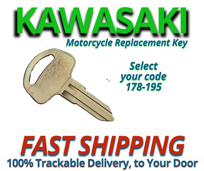 Kawasaki Motorcycle keys F11 S2 H1 Replacement Key Cut to Code 178-195 ...