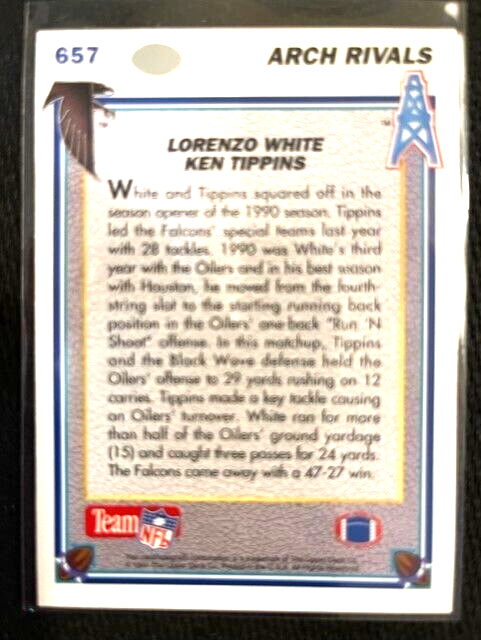 NFL - Lorenzo White/Ken Tippins Arch Rivals 1991 Upper Deck Football | eBay