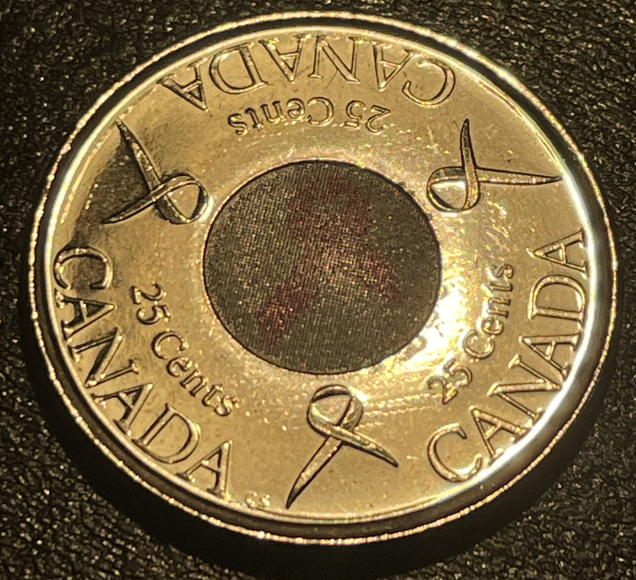 2006 P Canada Breast Cancer Awareness 25c Quarter Colorized Pink Ribbon ...