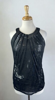 Black Mesh Silver Sequin Blouse Top Festival Holidays Glam Party ...