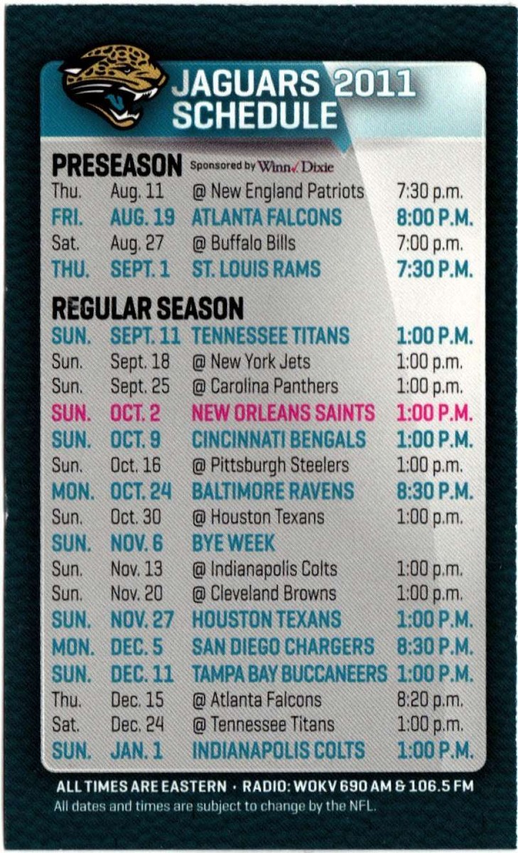 Jaguars Schedule