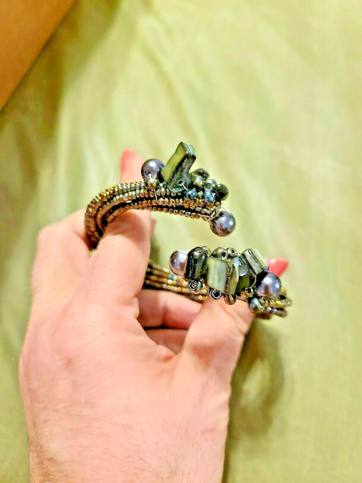 Gorgeous Silver Blue Split Bracelet With Beads on Both Ends #4080 | eBay