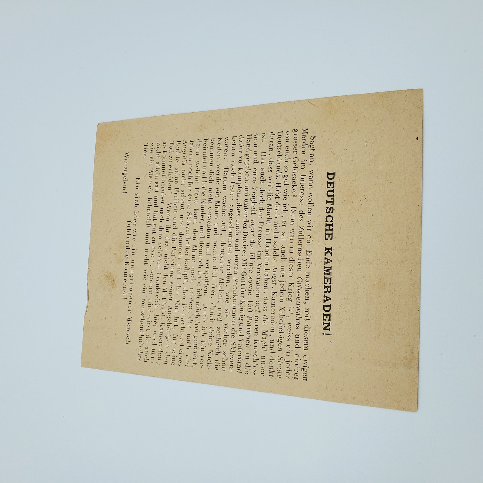 Original WWI WW1 German propaganda leaflet anti war printed air flyer ...