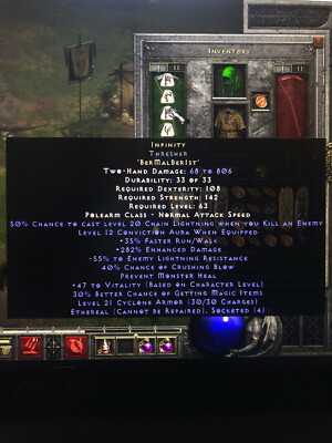 DIABLO 2: RESURRECT Ethereal ETH Thresher 282%ED/55% Infinity PC SC | eBay