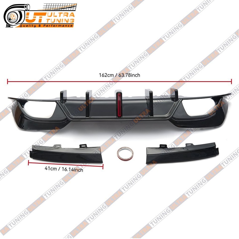 CMS STYLE GLOSS BLACK REAR DIFFUSER W/ LED LIGHT FOR 2019-2022 BMW G20 ...