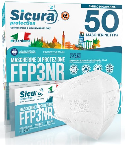 50x Masques FFP3 certifié CE fabriqué en Italie Haute Filtration Plus ...
