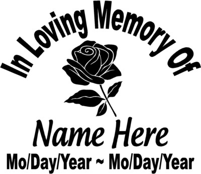 IN LOVING MEMORY 8" FLOWER ROSE Decal Window Sticker Personalized ...