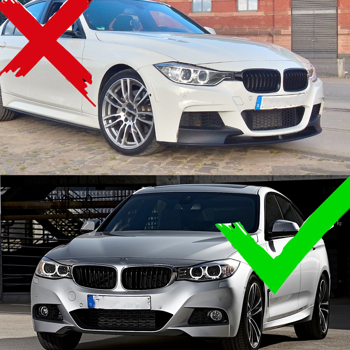 Pair Gloss Black Front Grill Kidney For BMW F34 328i 330i 335i 340i GT ...