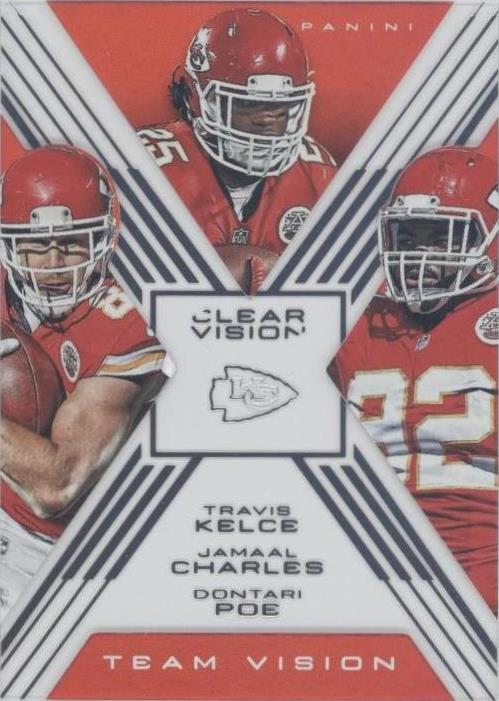 2015 Panini Clear Vision Dontari Poe Jamaal Charles Travis Kelce #TV-14 ...