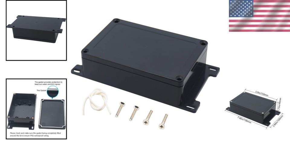 Compact Black Project Box - Dustproof & Waterproof Electrical Enclosure ...