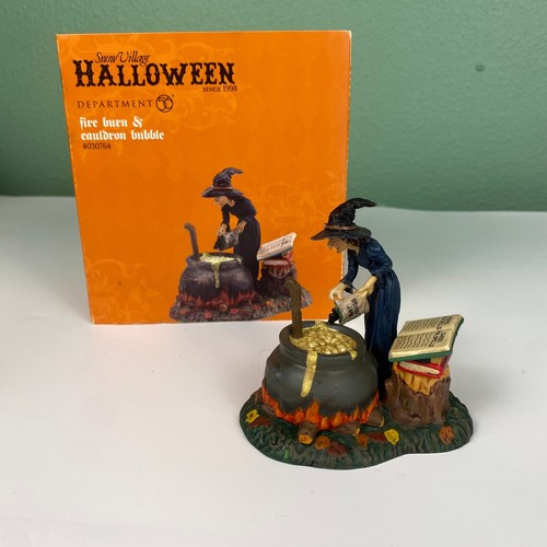 Snow Village Dept 56 Halloween Fire Burn & Cauldron Bubble Witch ...