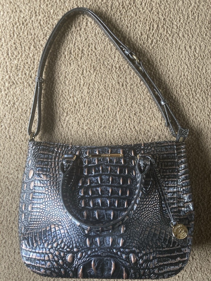 Brahmin Lena Crossbody Melbourne Asher Handbag Gunmetal Leather Purse ...