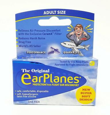 New Super Soft Adult EarPlanes® Ear Plugs Airplane Travel Ear ...