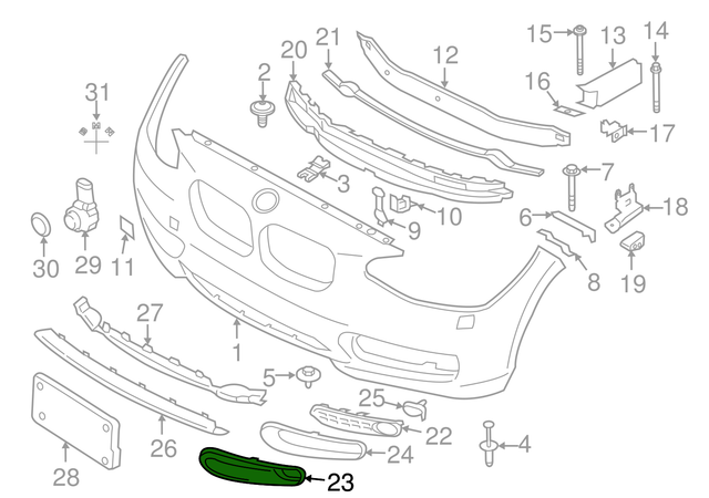 BMW 2 Series F22 F23 2013-18 Genuine Left Fog Grill PN 51117343731 for ...