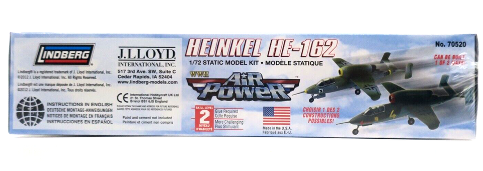 Lindberg Air Power 1/72 Heinkel HE-162 Model Kit No. 70518 | eBay