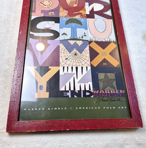 Warren Kimble American Folk Art "Alphabet" Wood Framed With Glass ...